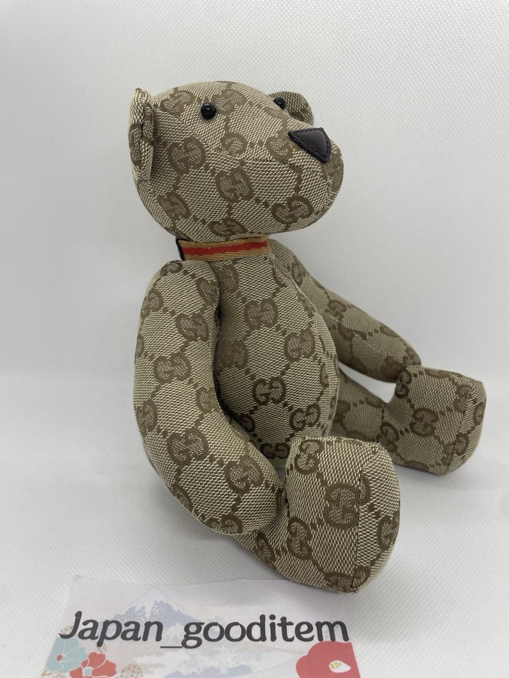 GUCCI GG Monogram Teddy Bear - Beige Canvas Plush -Collector's Item ...