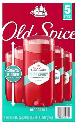 Stale Product REDUCED 5 PACK Old Spice Pure Sport Deodorant 2.4 oz Ea ...
