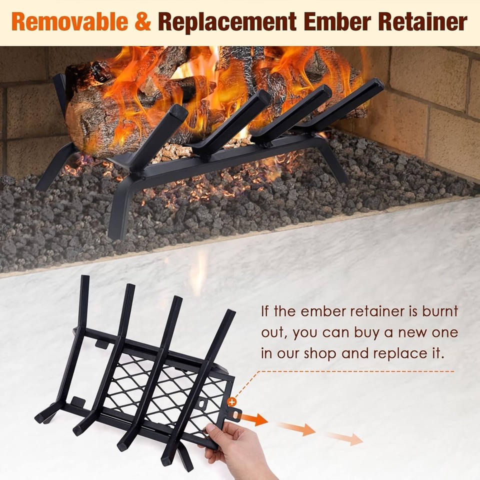 Multi-Purpose 14-Inch Firewood Grate with High Clearance for Optimal ...