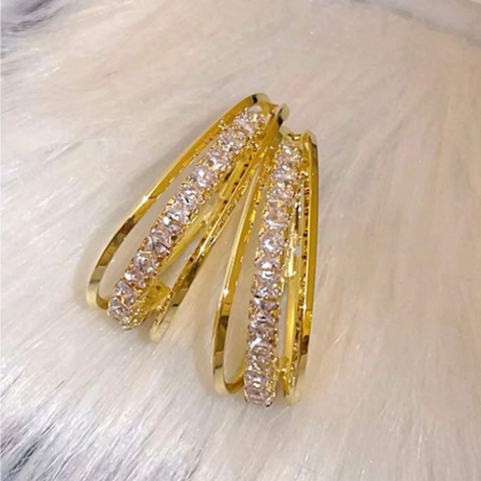 18K Gold Plated Zircon Hoop Earrings - Luxury Women’s Elegant Jewelry Gift New | eBay