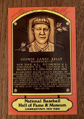 GEORGE KELLY Signed Auto Hall Of Fame HOF Dexter Press Plaque Postcard ...