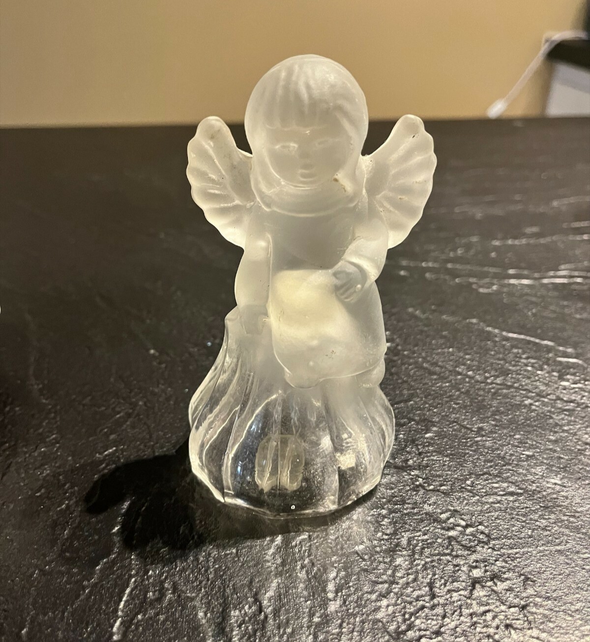 Vintage 1979 Goebel 24% Lead Crystal Frosted and Clear Glass Angel Bell ...