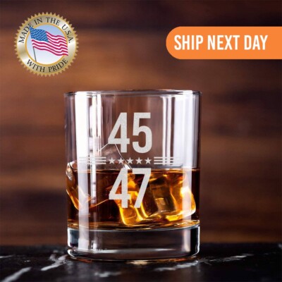 Engraved 45 47 President Whiskey Glass, Trump Gifts, MAGA, Bourbon ...