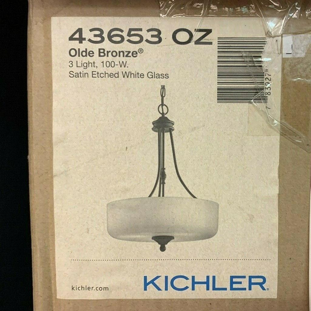 NEW! Kichler 43653OZ Lilah 3 Light 17 inch Olde Bronze Inverted Pendant ...