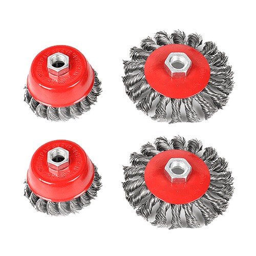 4pcs Rust Removal Steel Rotary Knot Flat Wire Wheel Brush for 125 Angle ...