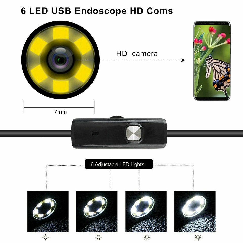3in1 Borescope Endoscope 6LED Inspection Scope Camera For Android Cell ...