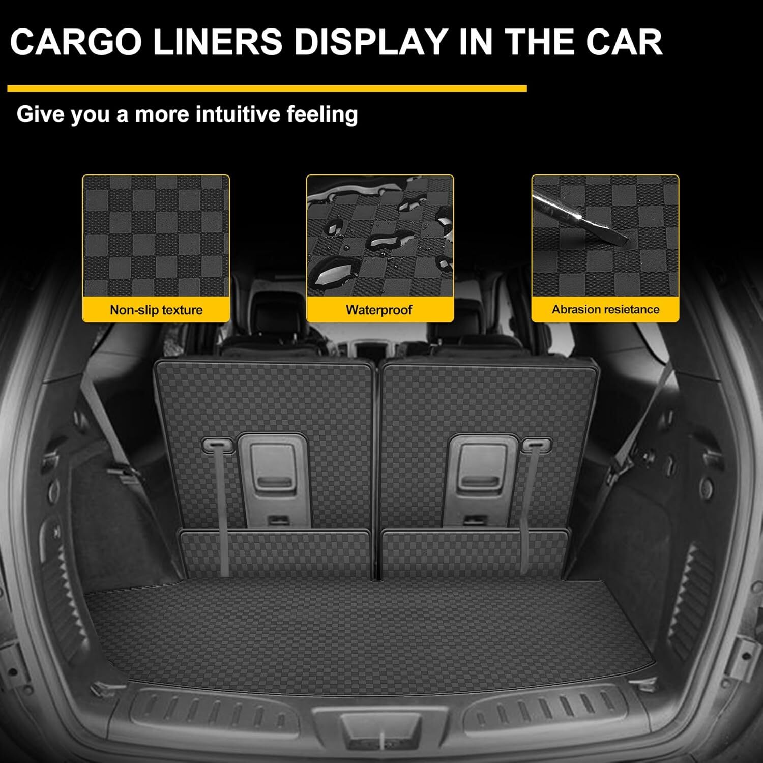 For Dodge Durango 2016-2024 Trunk Mat Cargo Liner Rear Backrest Mat PU ...