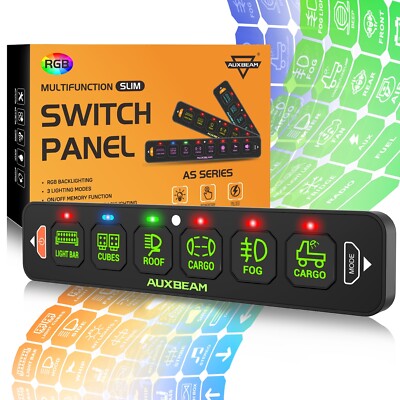 AUXBEAM 6 Slim Gang Switch Panel Lights On-Off Circuit Control Offroad ...