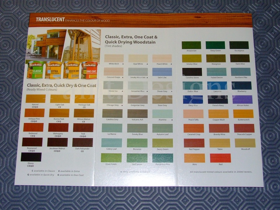 Sadolin Wood Protection Colour Paint Chart Guide - Superdec & Classic ...