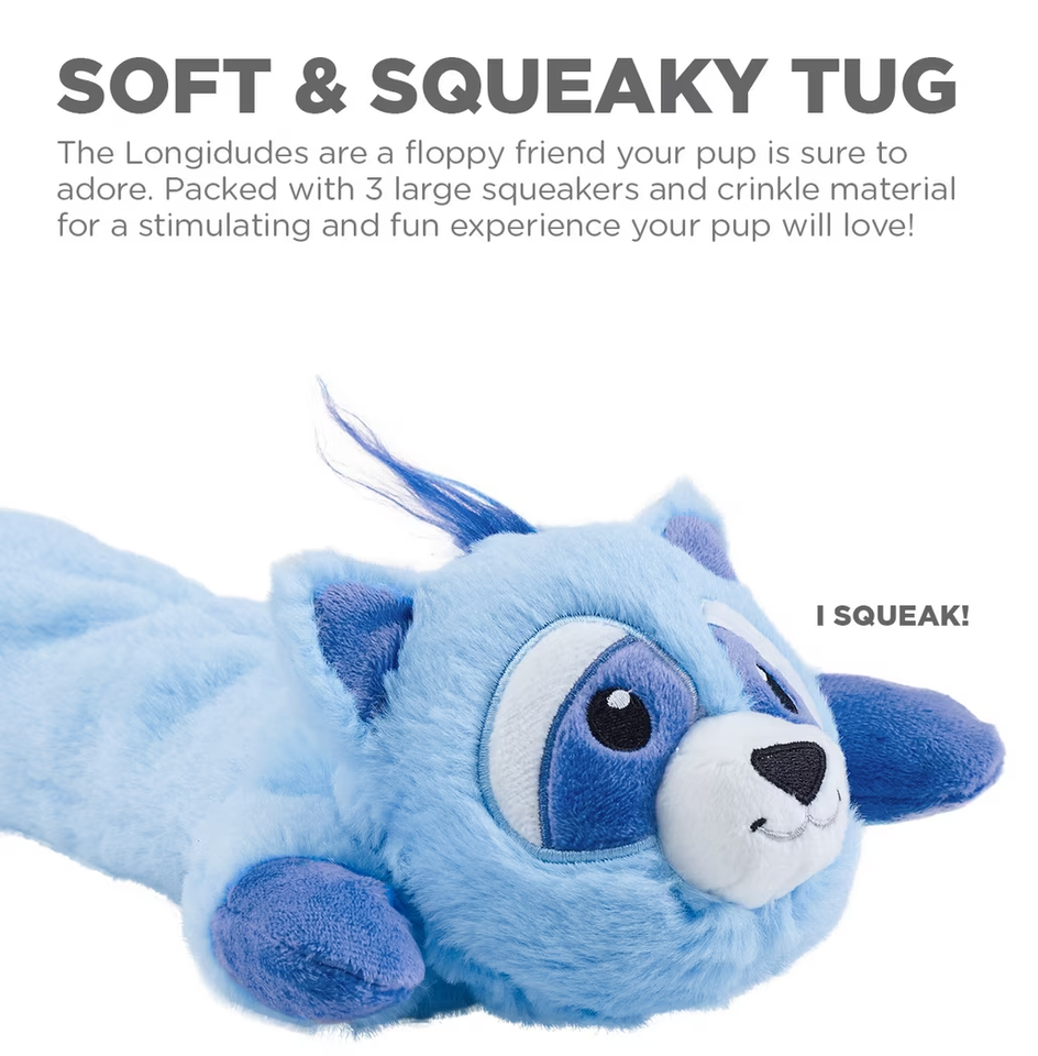Long 29" Raccoon Plush and Tug Dog Toy Crinkles Squeakers By Outward ...