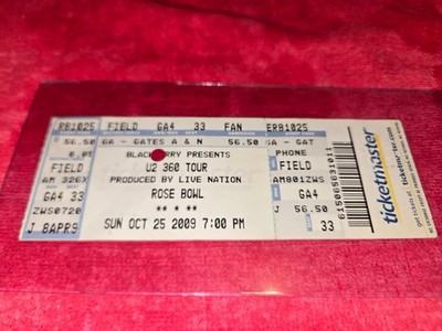 ORIGINAL CONCERT FULL TICKET FOR U2 360 TOUR ROSE BOWL OCT 25 2009 | eBay