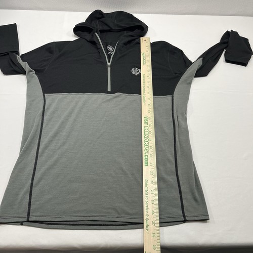 Born Primitive Hoodie Mens L Gray Black Pullover 1/4 Zip Merino Wool ...