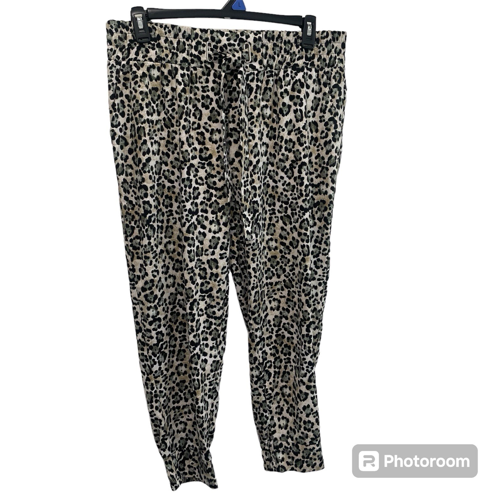 Jules & Leopold Leopard Cropped Harem Pants Large Bla… - Gem
