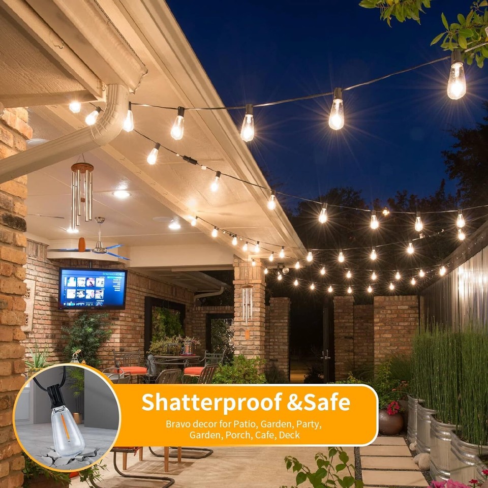 String Lights - 100 Feet LED Outdoor String Lights - Shatterproof ...