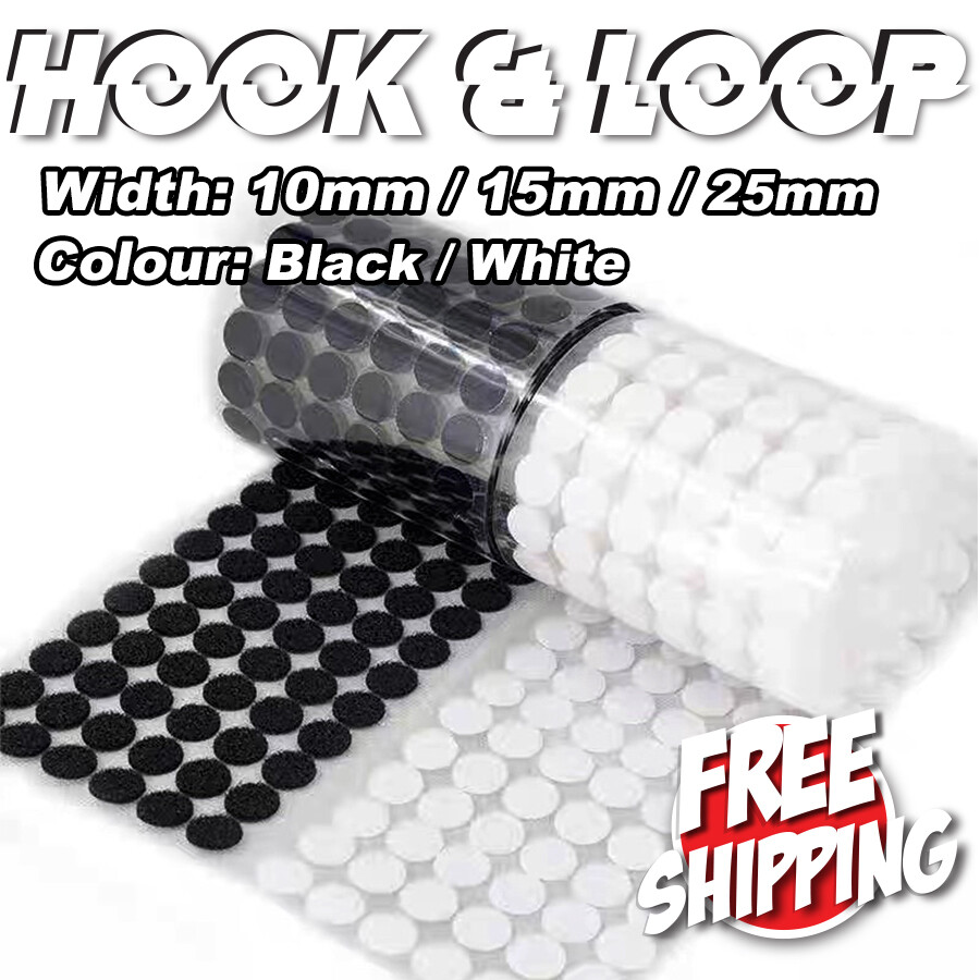 10, 15, 25mm Hook & Loop Sticky Self Adhesive Round Dots Coins Circles ...