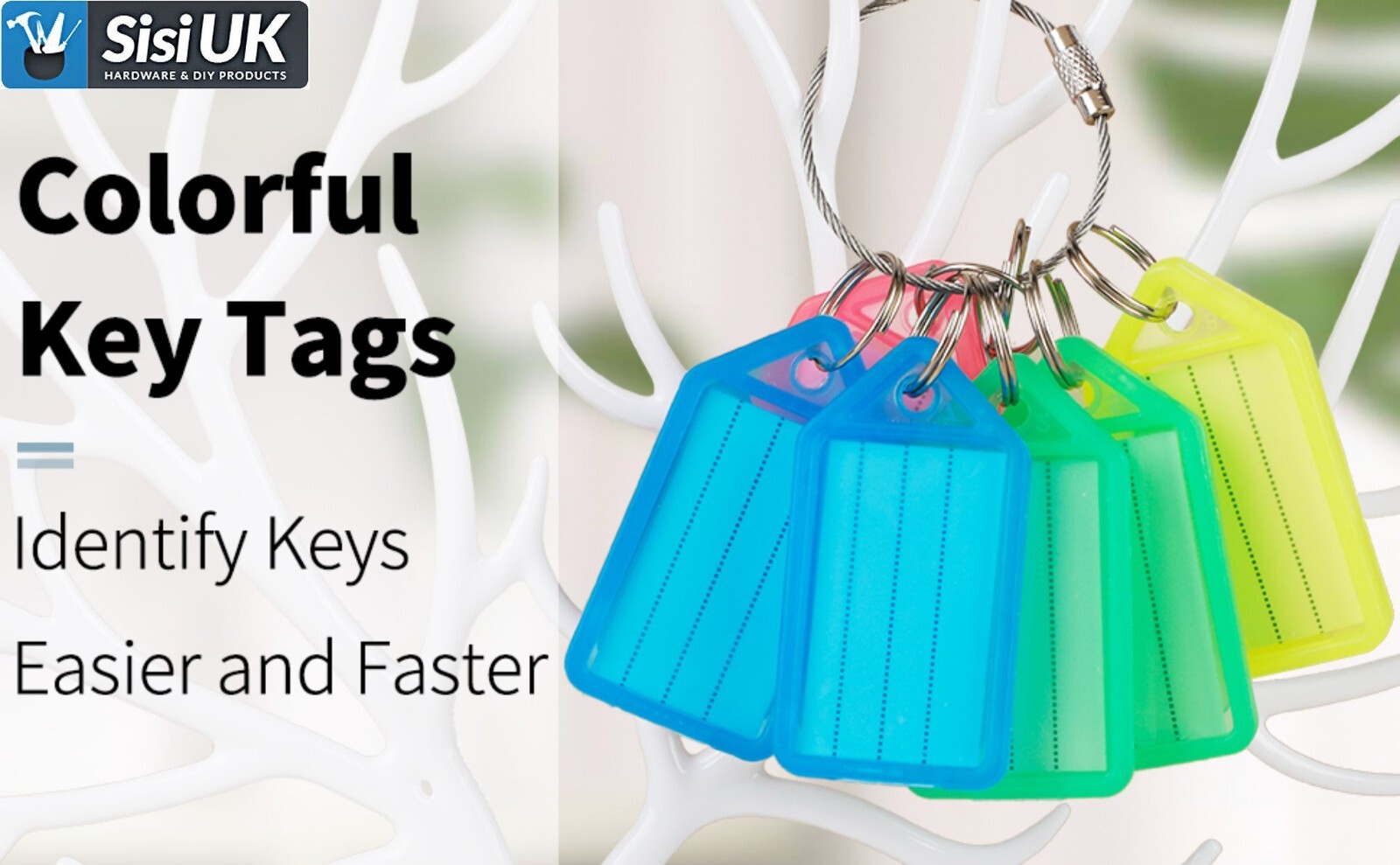 Extra Large Plastic Key Ring ID Tags Name Label Key Fob Tag - Various ...