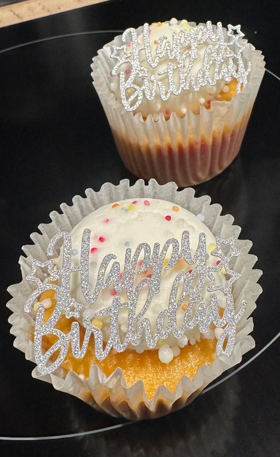 Happy Birthday Glitter Cupcake Topper Pack of 12, Various Colours ...