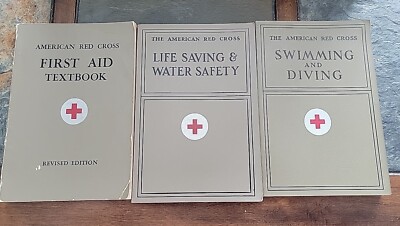 1937 1938 1945 WW2 AMERICAN RED CROSS First Aid Life Saving Swim Book 3 ...
