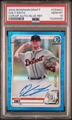 COLT KEITH 2020 BOWMAN DRAFT CHROME AUTOGRAPH BLUE PSA GEM MINT 10 1st ...