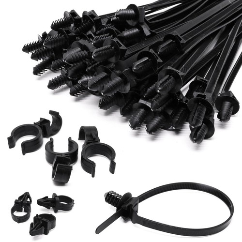 Push Mount Zip Ties 50pcs Heavy Duty Black Wire Zip Tie Mounts 2 In 1 ...
