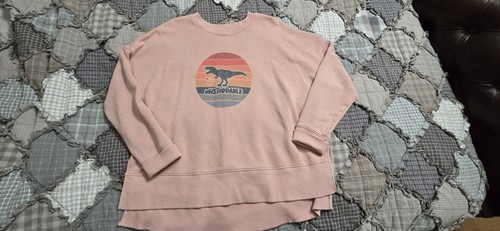 Pink Sweatshirt T-rex Dinosaur Unstoppable Funny Women's Large | eBay UK