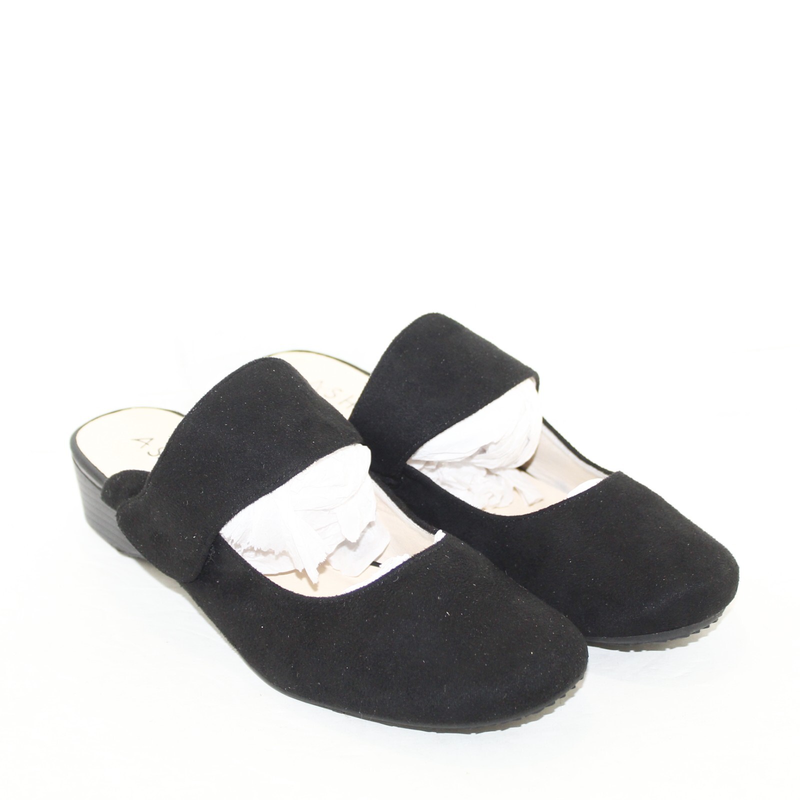 ASHRO womens Mule dress shoes size 8 M black faux suede upper hook ...