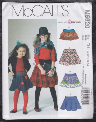 2009 McCall's Pattern Girls Sz 7-14 #M5920 Uncut FF Skirts | eBay
