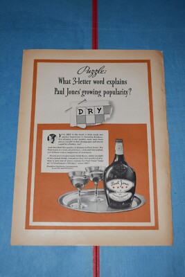 Vintage 1937 Paul Jones Dry Whiskey Print Ad. | eBay