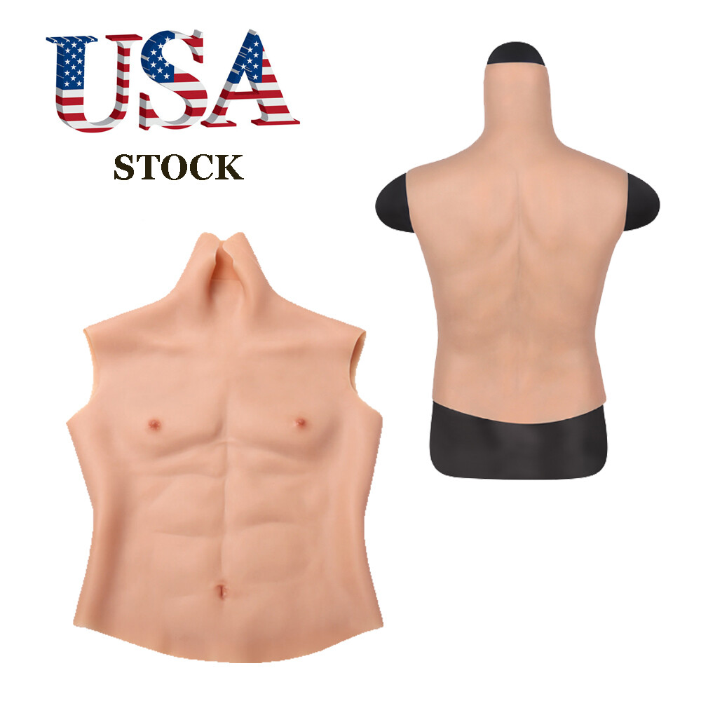 Silicone Fake Chest Man Muscle Hunk Costume Fancy Dress Halloween Party ...