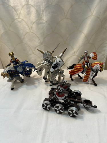 Papo Medieval soldiers on horses action figurines with cannon | eBay