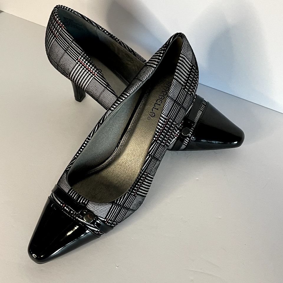Arabella Women's Size 8 Plaid Pumps Black, Silver and Red | eBay