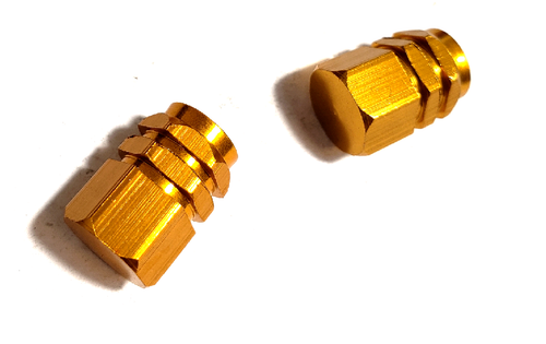 ALLOY CAR GOLD VALVE STEM CAPS TIRE WHEEL COVER DIRT BIKE ATV PIT QUAD ...