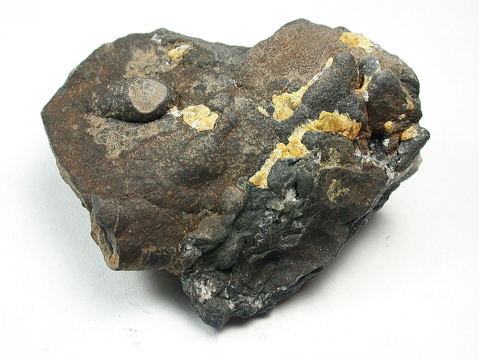 MINERALS : BOTRYOIDAL STIBARSEN ON THE MASSIVE MATERIAL, PRIBRAM, CZECH ...