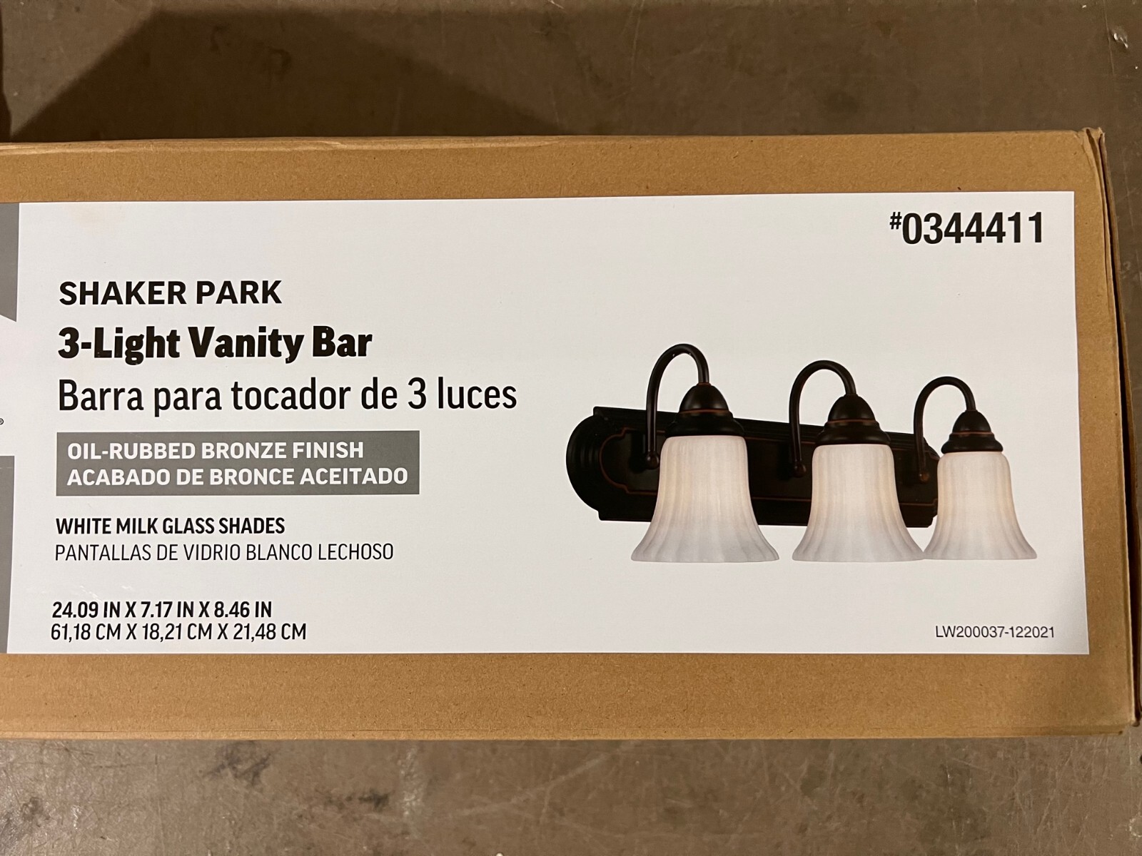 Shaker Park 0344411 3 Light 24" Vanity Light Wall Fixture, ORB | eBay