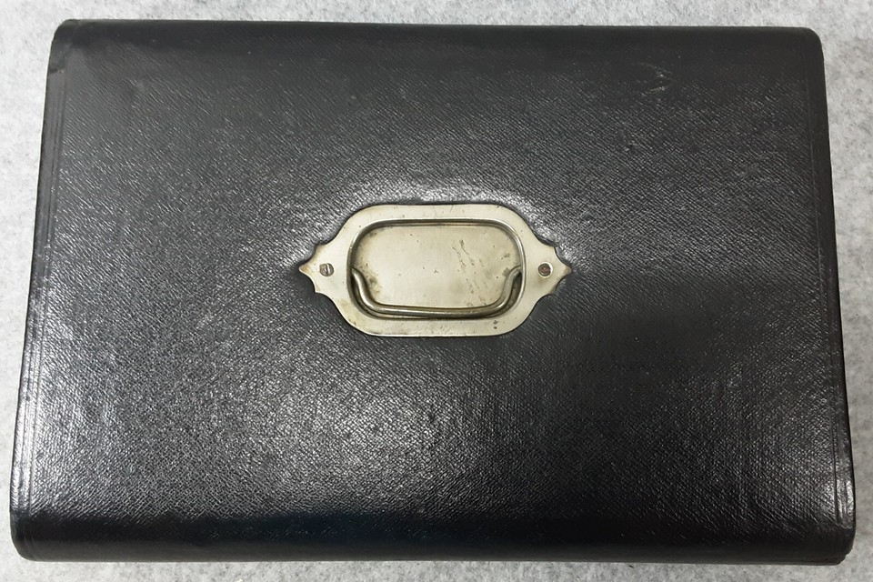 Writing Desk Slope Wood Leather Bound Box Working Lock & Key Vintage ...