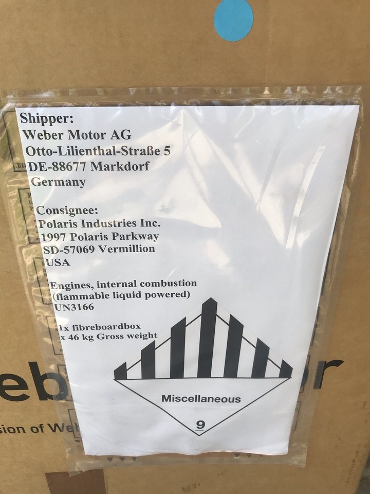 Weber Motor marine MPE-750 Engine Long Block Williams Turbojet Zodiac Avon