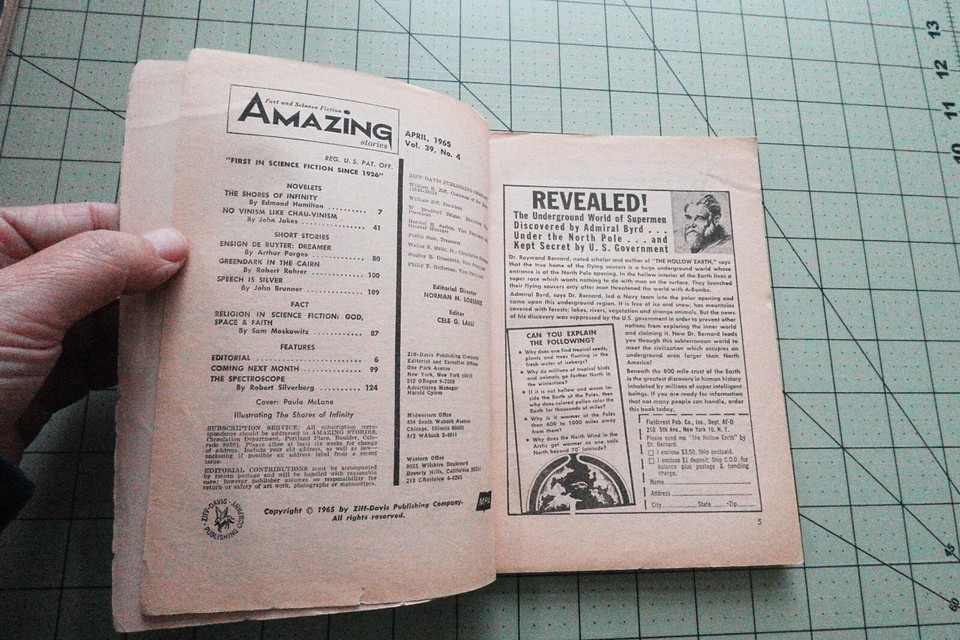 AMAZING SCIENCE FICTION STORIES 4/65 SF PULP DIGEST J.BRUNNER, EDMOND ...