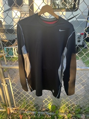 Nike Pro Combat Shirt Mens XL Black / Gray Long Sleeve Hyper Warm Dri ...