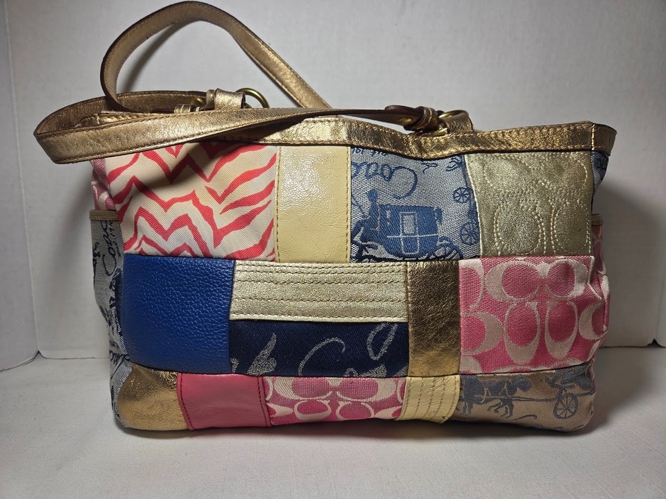 Coach Colorful Patchwork Anniversary Tote Shoulder Bag #F17098 **READ ...
