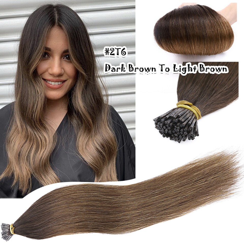 200Strands Stick I-Tip Hair 100% REMY Human Hair Extensions Micro Nano ...