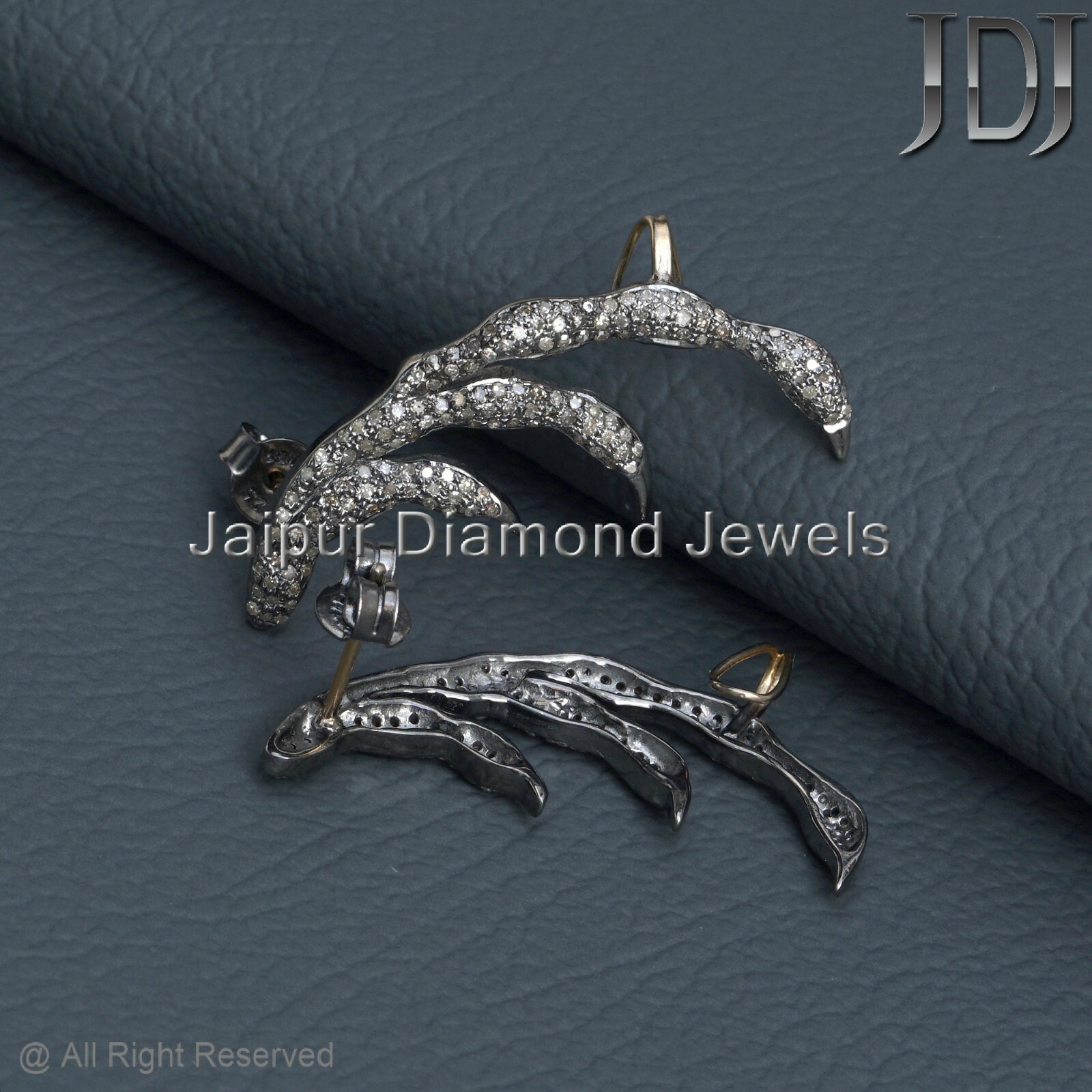 Designer Ear Cuff Natural Pave Diamond 925 Sterling Silver Jewelry Cuff ...