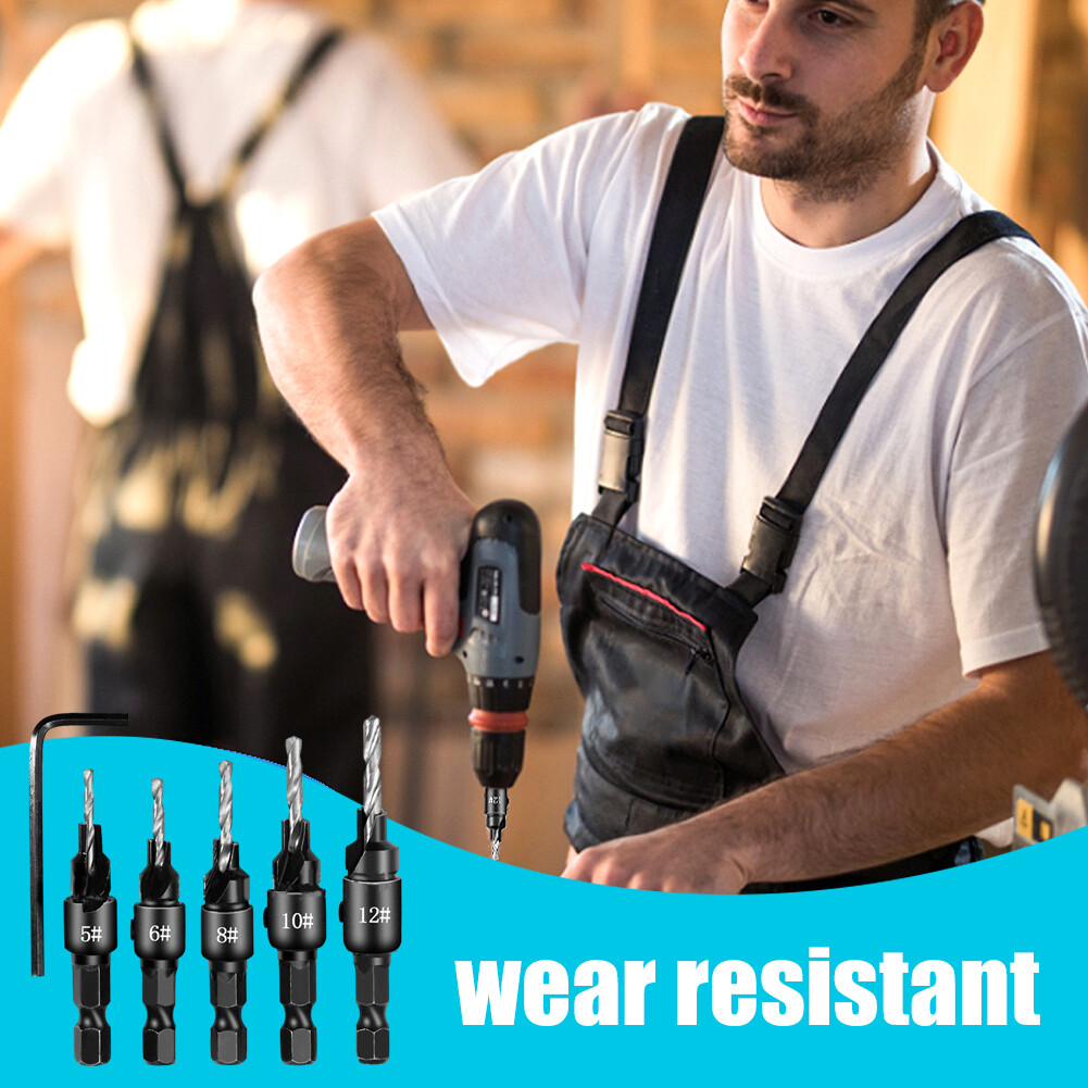 4pcs Multifunctional Metal Countersink Drill Bit L Shape Wrench Hex ...