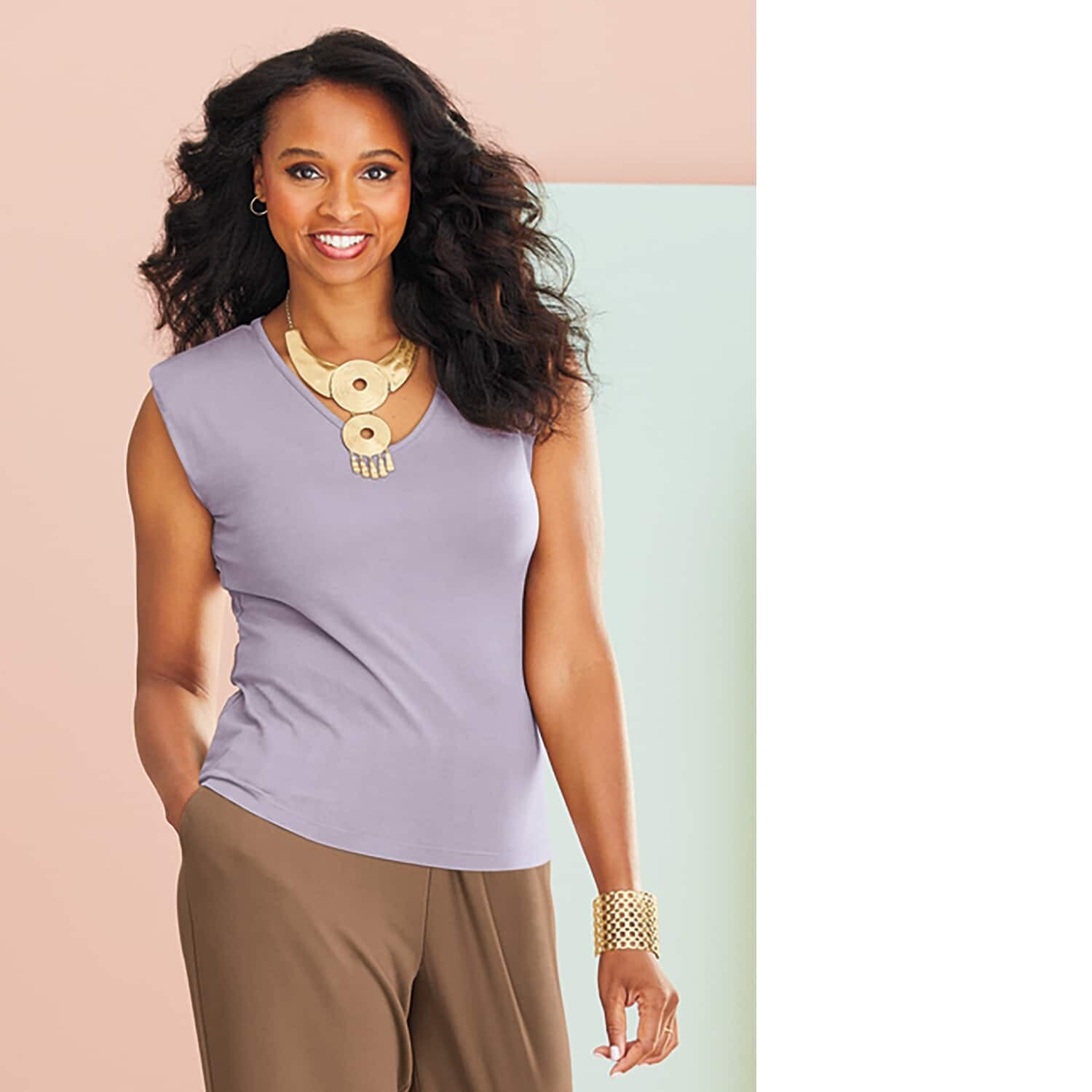 Size 1X PLUS Ashro Lavender Purple Malia Loungewear Tank | eBay