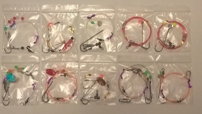 10 x mixed Sea fishing rigs - hand tied quality shore traces Cod bass ...
