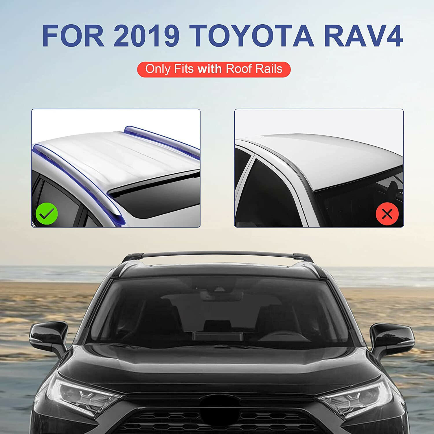 2x Roof Rack / Roof Cross Bars for Toyota Rav4 2019 - 2025 Fits side ...