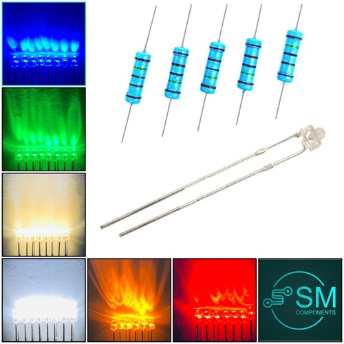 50pcs 1.8mm led light Emitting Diodes Hobby DIY Inc Resistors Blue ...