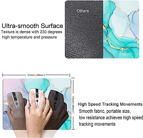 Mouse Pad, Cyan Blue Marble Mouse Pad, Washable Square Cloth Mousepad ...