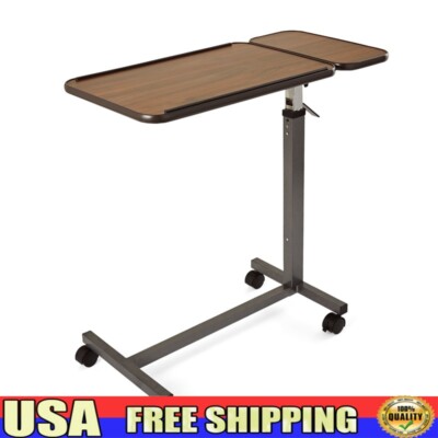 Tilting Overbed Table Adjustable Height Mobile Workstation W/ Rolling ...