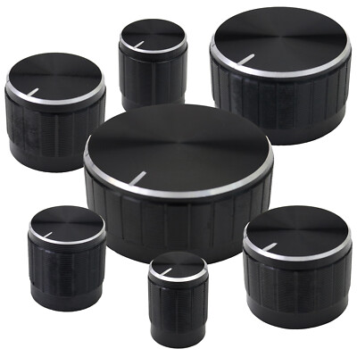 7 Sizes Aluminium Metal Volume Knobs - 6mm Splined Shaft Control Knob ...