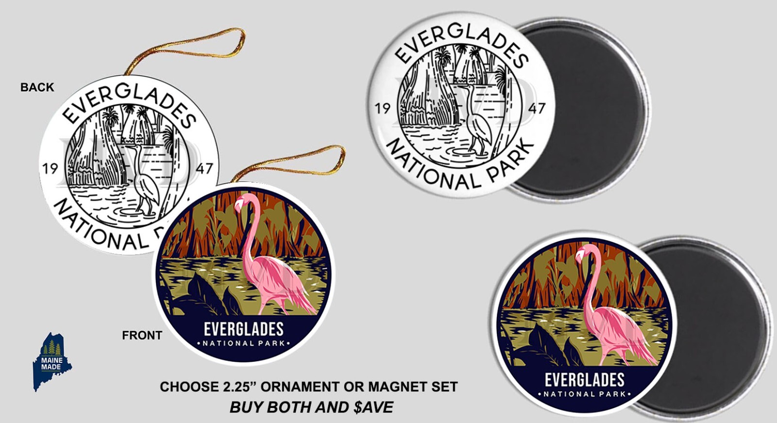 EVERGLADES NATIONAL PARK Ornament / Magnet Set - Collectible Florida ...
